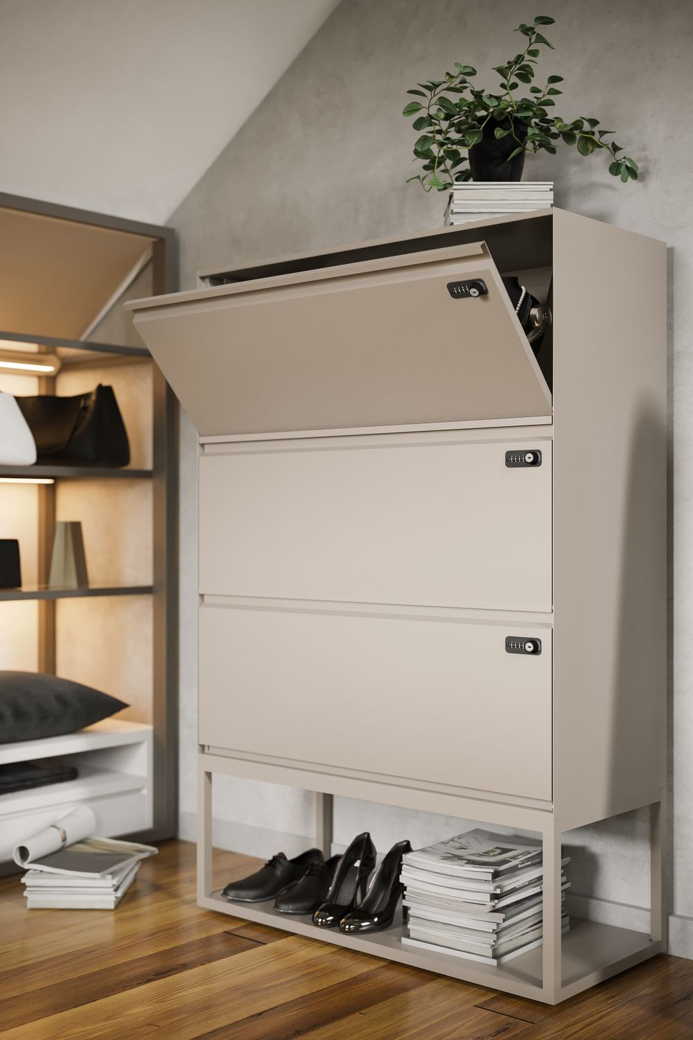Living worlds 5 - Storing shoes with LO Locker - Office furniture ...
